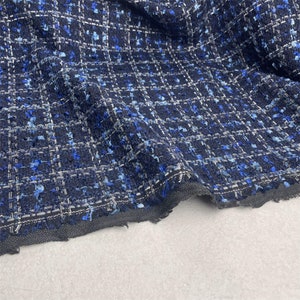 Royal Blue Tweed Fabric, Woollen Tweed Fabric, Blended Fabric for Suit ...