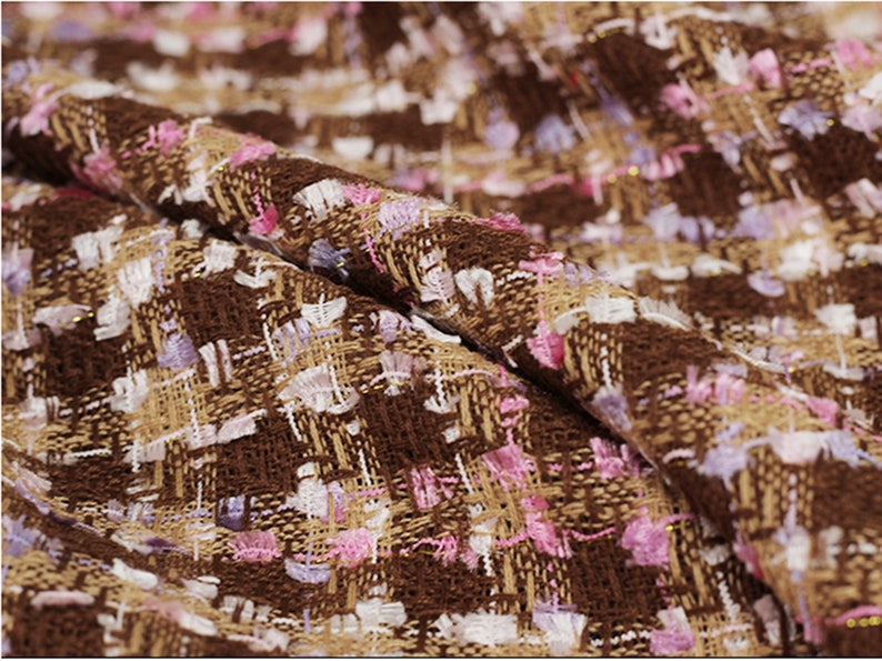 Check Brown Tweed Boucle Fabric Dense Fabric for Dress Suit - Etsy