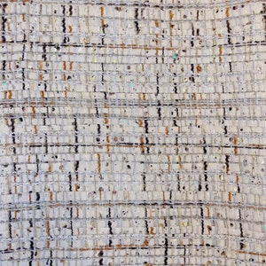 White Woven Tweed Fabric by the Yard, Organza Sequins Tweed Fabric for ...