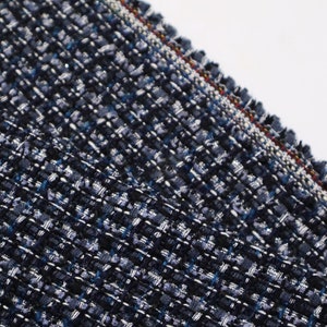 Exquisite Blue Check Tweed Fabric, Colorblock Tweed Boucle Fabric for ...