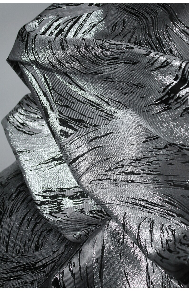 Sliver Grey Metallic Jacquard Fabric Glitter Brocade Damask - Etsy