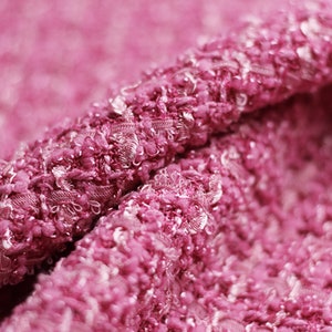 Fushia Tweed Boucle Fabric, Woven Bright Color Dense Tweed Fabric for ...