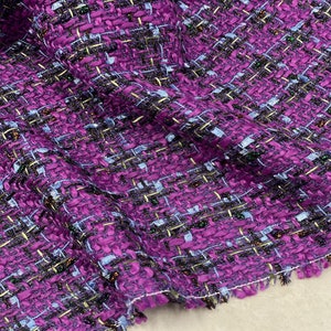 Purple Wollen Tweed Fabric, Tweed Boucle Fabric, Blended Fabric for ...