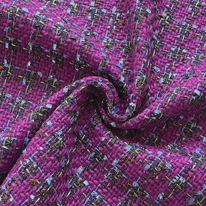 Purple Wollen Tweed Fabric, Tweed Boucle Fabric, Blended Fabric for ...