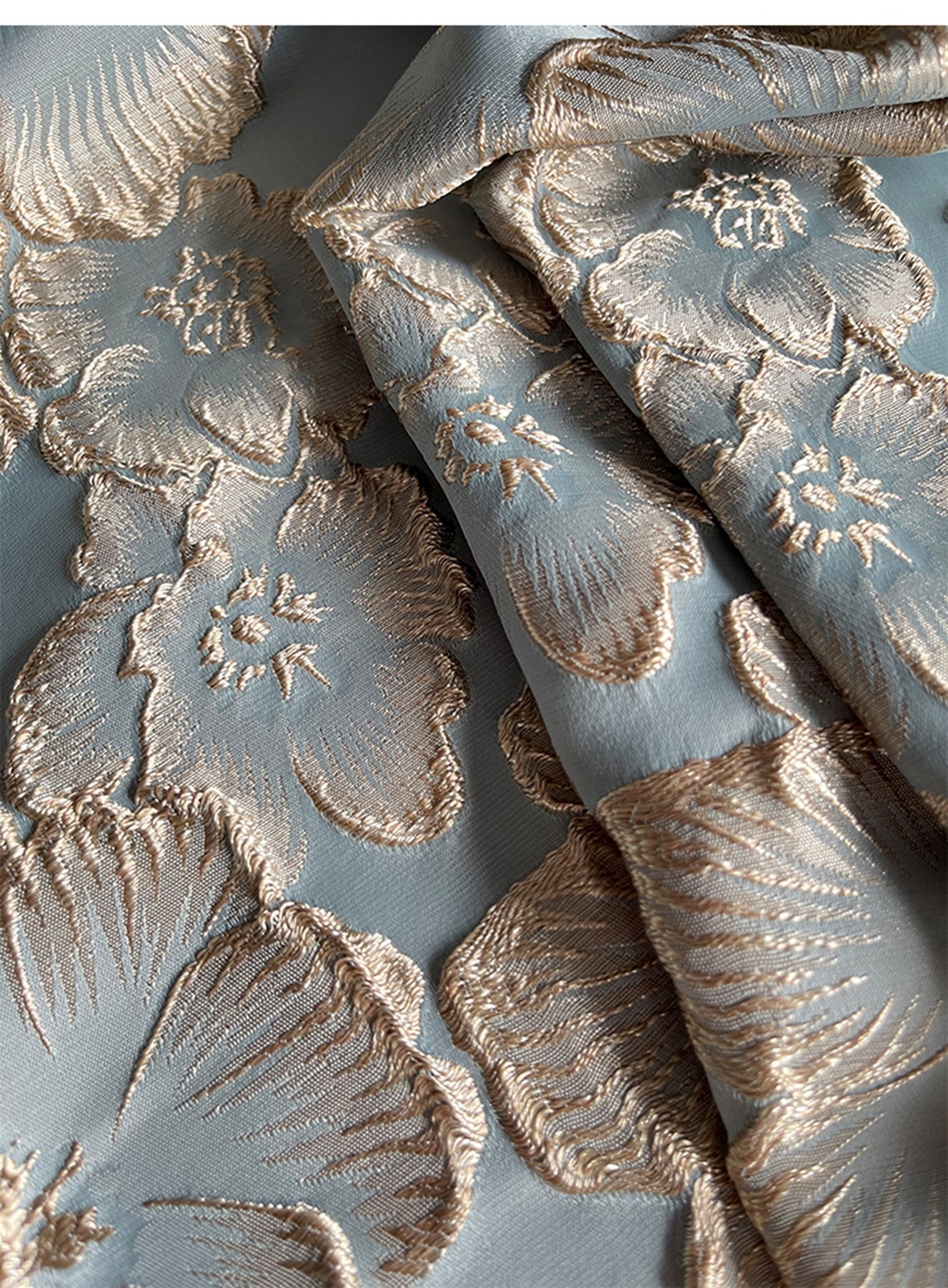 Gorgeous Gold Embroidered Jacquard Fabric Embossed Floral - Etsy