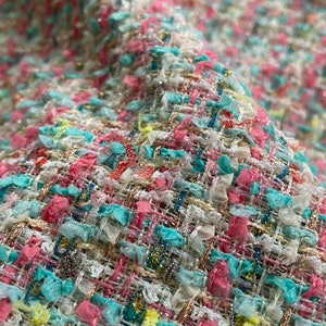 Colorblock Tweed Fabric, Spring Tweed Boucle Fabric for Suit Coat ...