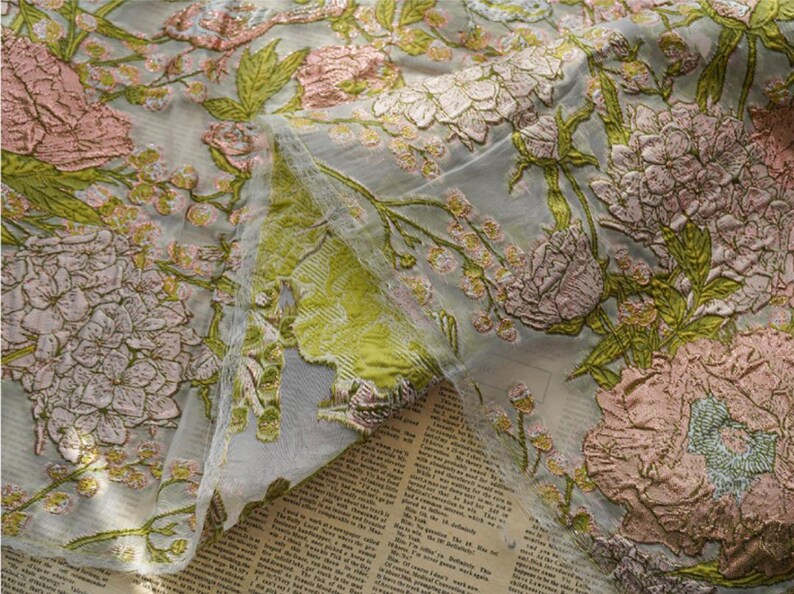 Gorgeous Jacquard Fabric Embossed Floral Brocade Shimmer Gold - Etsy