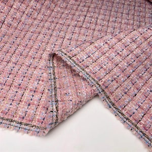 Colorful Pink Tweed Fabric, Check Tweed Boucle Fabric for Suit Coat ...