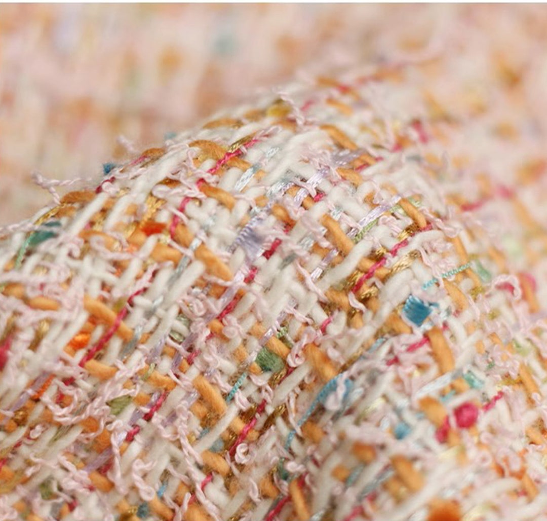 Colorful Yarn Tweed Boucle Fabric by the Yard, Woven Tassel Tweed ...