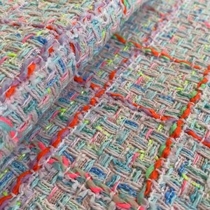 Colorful Check Tweed Fabric, Spring Tweed Fabric for Suit Coat, Dress ...