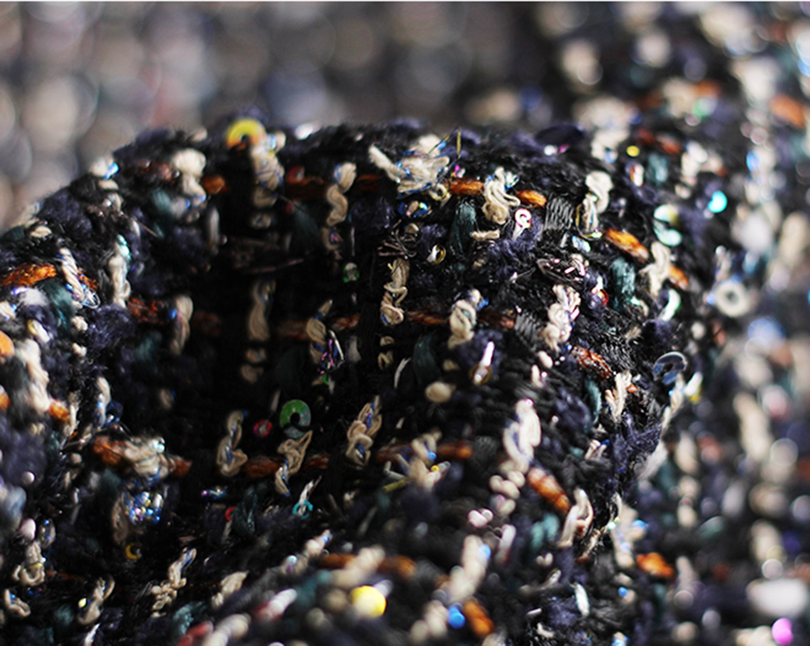 Black Tweed Boucle Fabric Woven Fabric With Gold Yarn Dense - Etsy