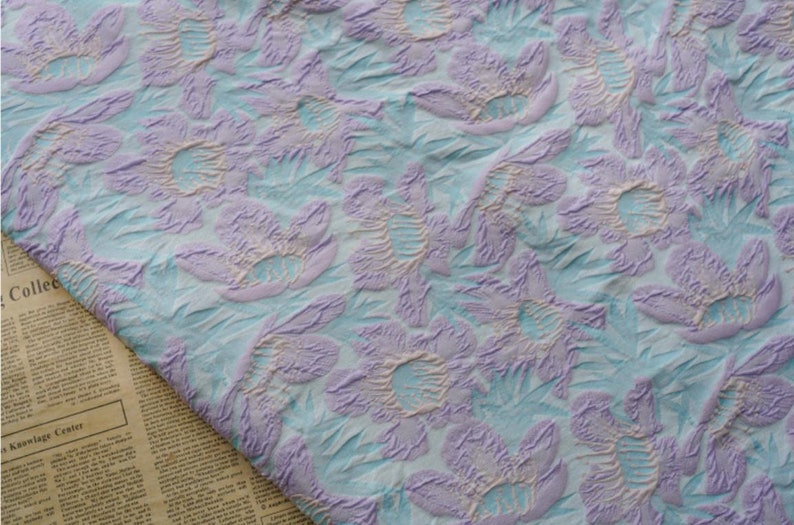 Lilac Blossming Jacquard Fabric Embossed Floral Damask - Etsy