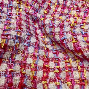 Tweed Fabric by the Yard, Colorful Tweed Boucle Check Fabric for Suit ...