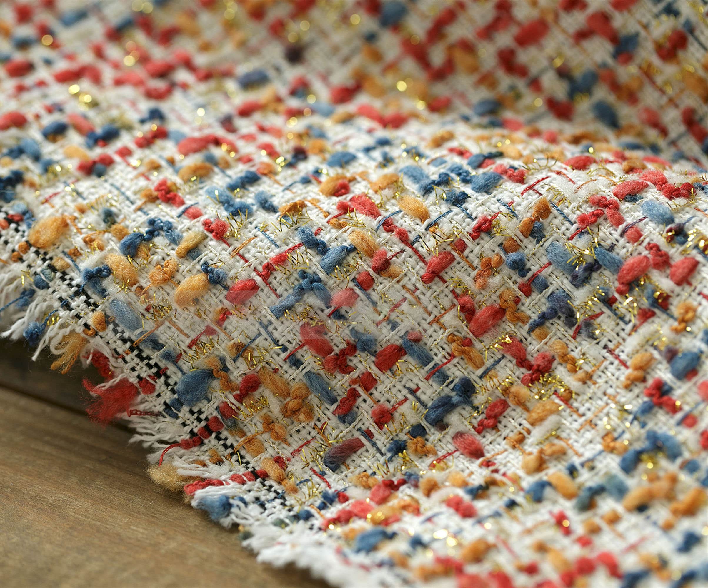 Rainbow Strip Tweed Boucle Fabric Woven Fabric With Metalized - Etsy