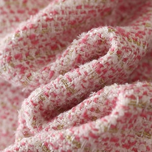 Lovely Pink Tweed Fabric, Wool Tweed Fabric With Gold Thread for Suit ...