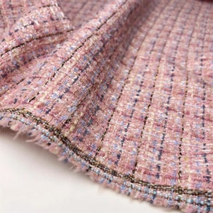 Colorful Pink Tweed Fabric, Check Tweed Boucle Fabric for Suit Coat ...
