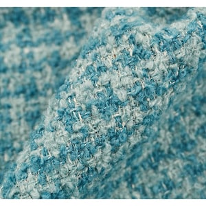 Blue Tweed Fabric by the Yard, Woven Wool Tweed Boucle Fabric for Suit ...