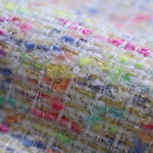 Rainbow Colorblock Tweed Fabric, Wool Tweed Boucle Fabric for Suit Coat ...