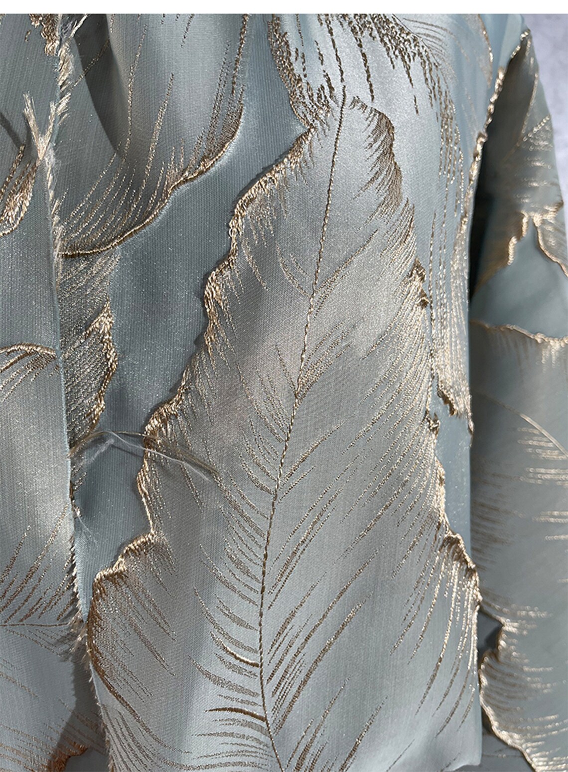 Luxury Gold Embroidered Jacquard Fabric Embossed Leaf Damask - Etsy