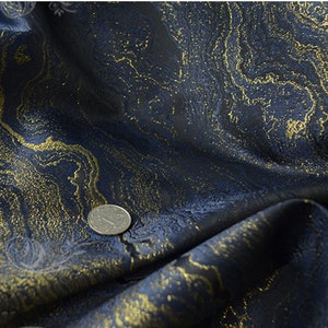 Green Gold Jacquard Fabric, Double Face Ripples Gold Petal Shimmer ...