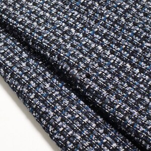 Exquisite Blue Check Tweed Fabric, Colorblock Tweed Boucle Fabric for ...