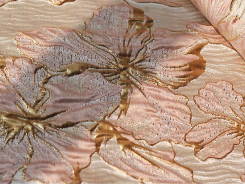 Gorgeous Floral Jacquard Fabric Embossed Shimmer Gold - Etsy
