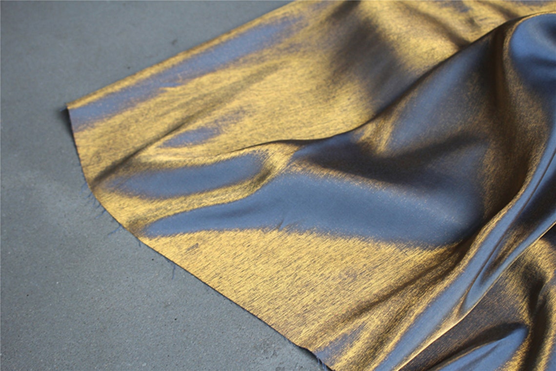 Gradient Gold&grey Reflective Fabric Satin Holographic Fabric | Etsy