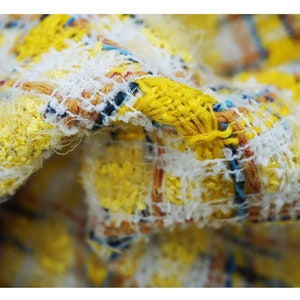 Yellow Tweed Boucle Fabric, Woven Dense Tweed Fabric for Suit Coat ...