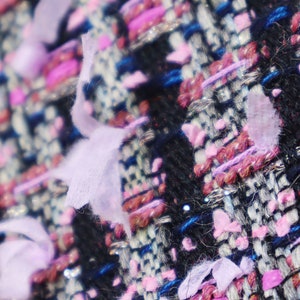 Pink Tweed Fabric, Colorblock Wool Tweed Boucle Fabric for Suit Coat ...