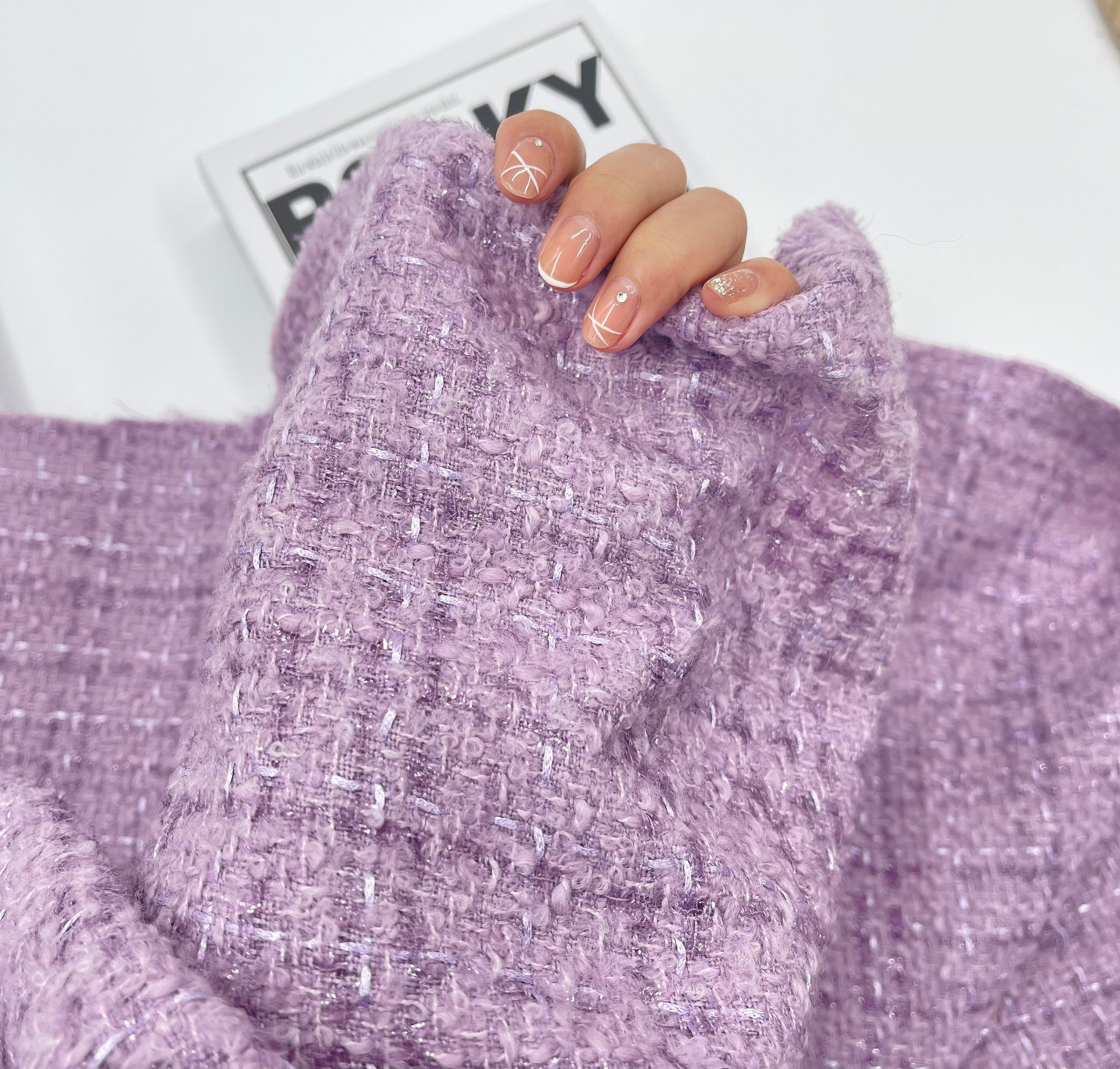 Lavender Wool Tweed Boucle Fabric Shimmering Thread Woven - Etsy