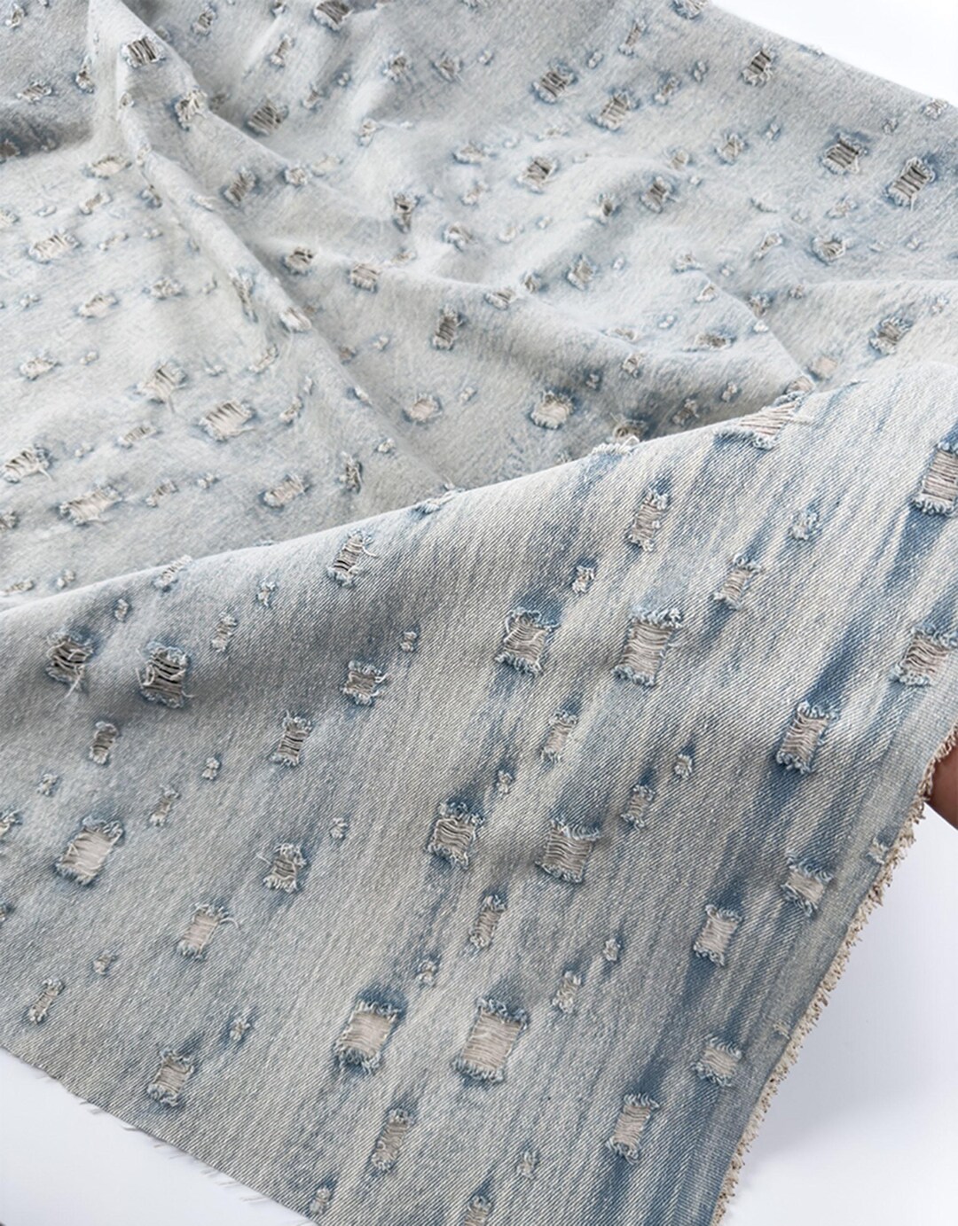 Old Grinding White Denim Fabric, Textured Distressed Denim, Worn-out ...