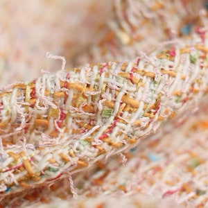 Colorful Yarn Tweed Boucle Fabric by the Yard, Woven Tassel Tweed ...