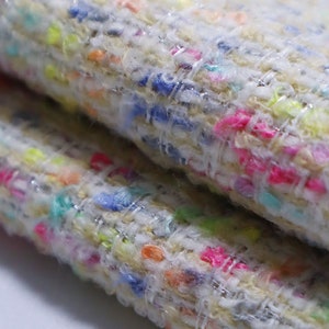 Rainbow Colorblock Tweed Fabric, Wool Tweed Boucle Fabric for Suit Coat ...
