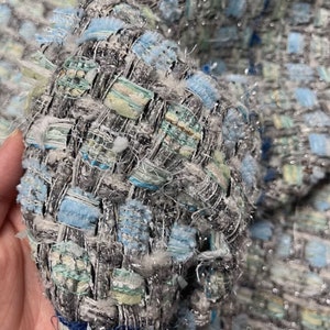 Sparkling Tweed Fabric, Color Block Tweed Boucle Fabric With Sliver ...