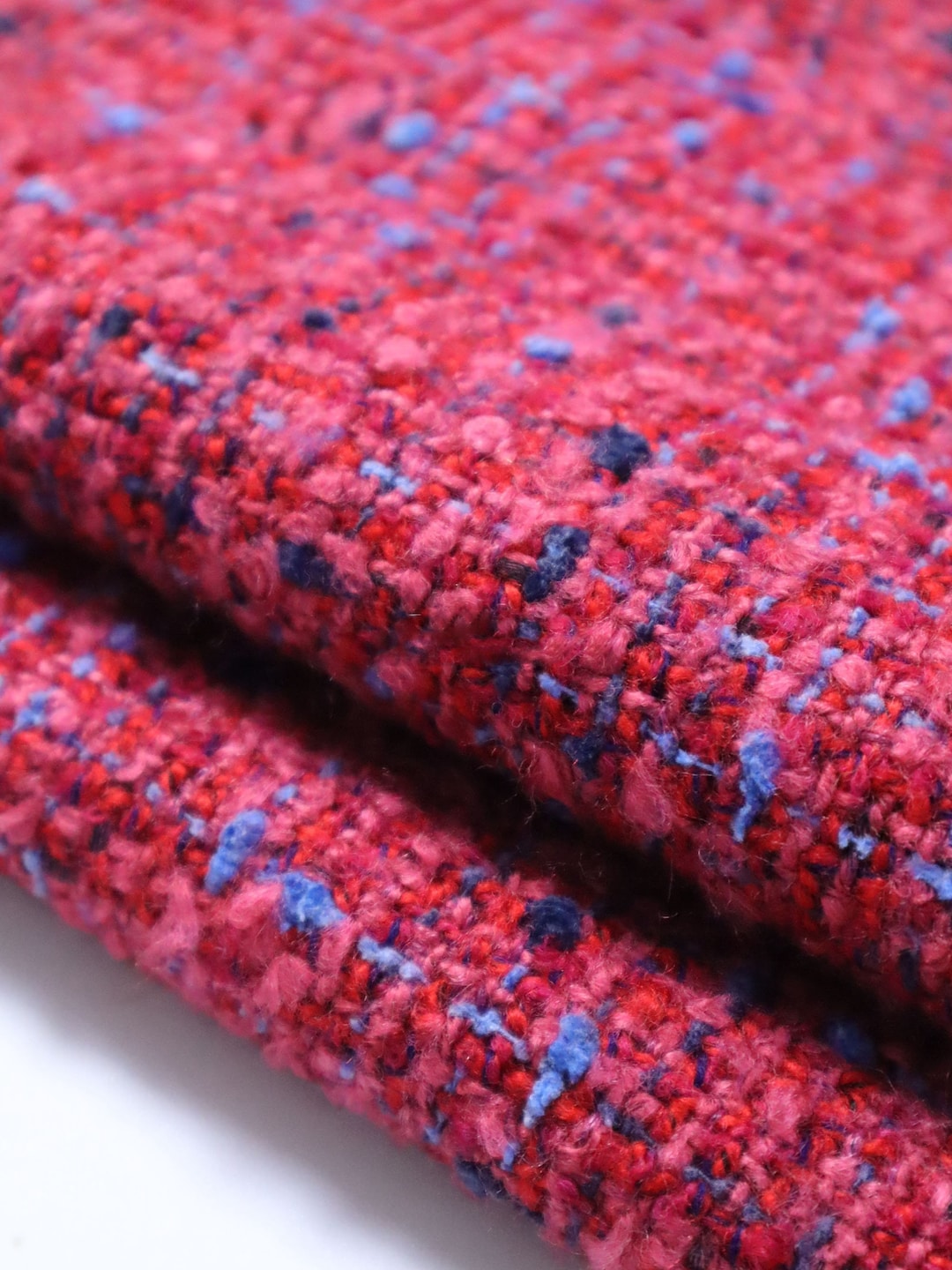 Color Block Pink Tweed Fabric, 20% Wool Tweed Boucle Fabric for Suit ...