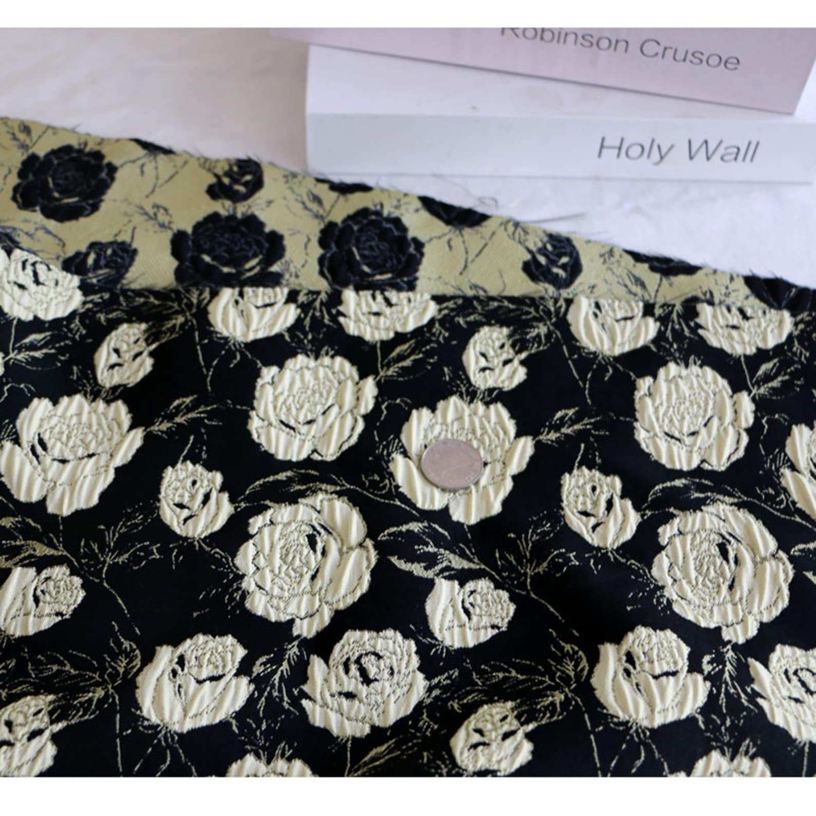 Retro Rose Jacquard Fabric Embossed Floral Damask Brocade for - Etsy