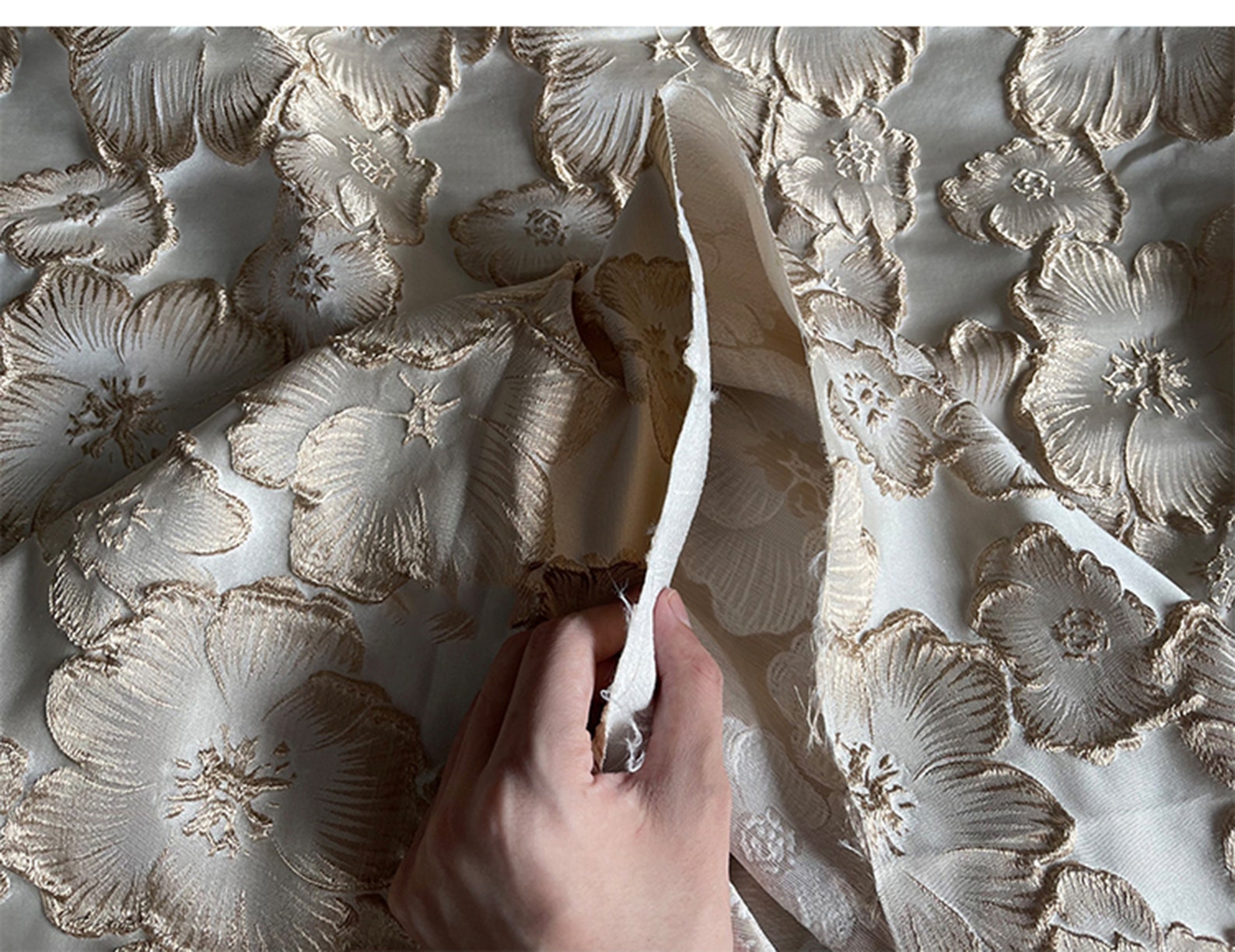 Gorgeous Gold Embroidered Jacquard Fabric Embossed Floral - Etsy