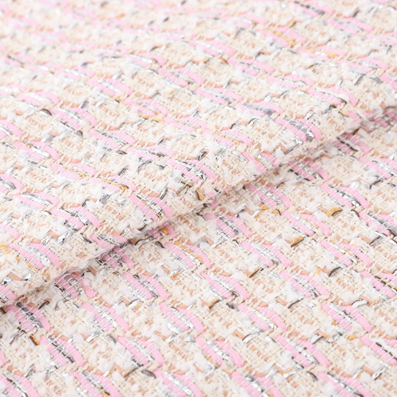 Pink Tweed Boucle Fabric Woven Fabric With Sliver Yarn Dense - Etsy