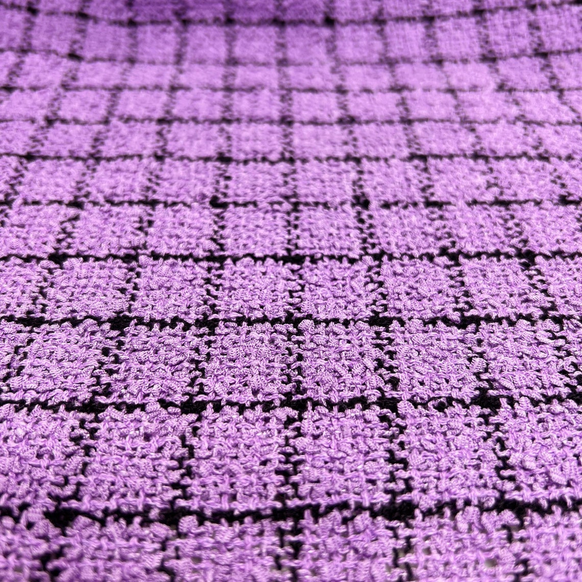 Purple Check Tweed Fabric Woven Boucle Fabric Dense Fabric | Etsy