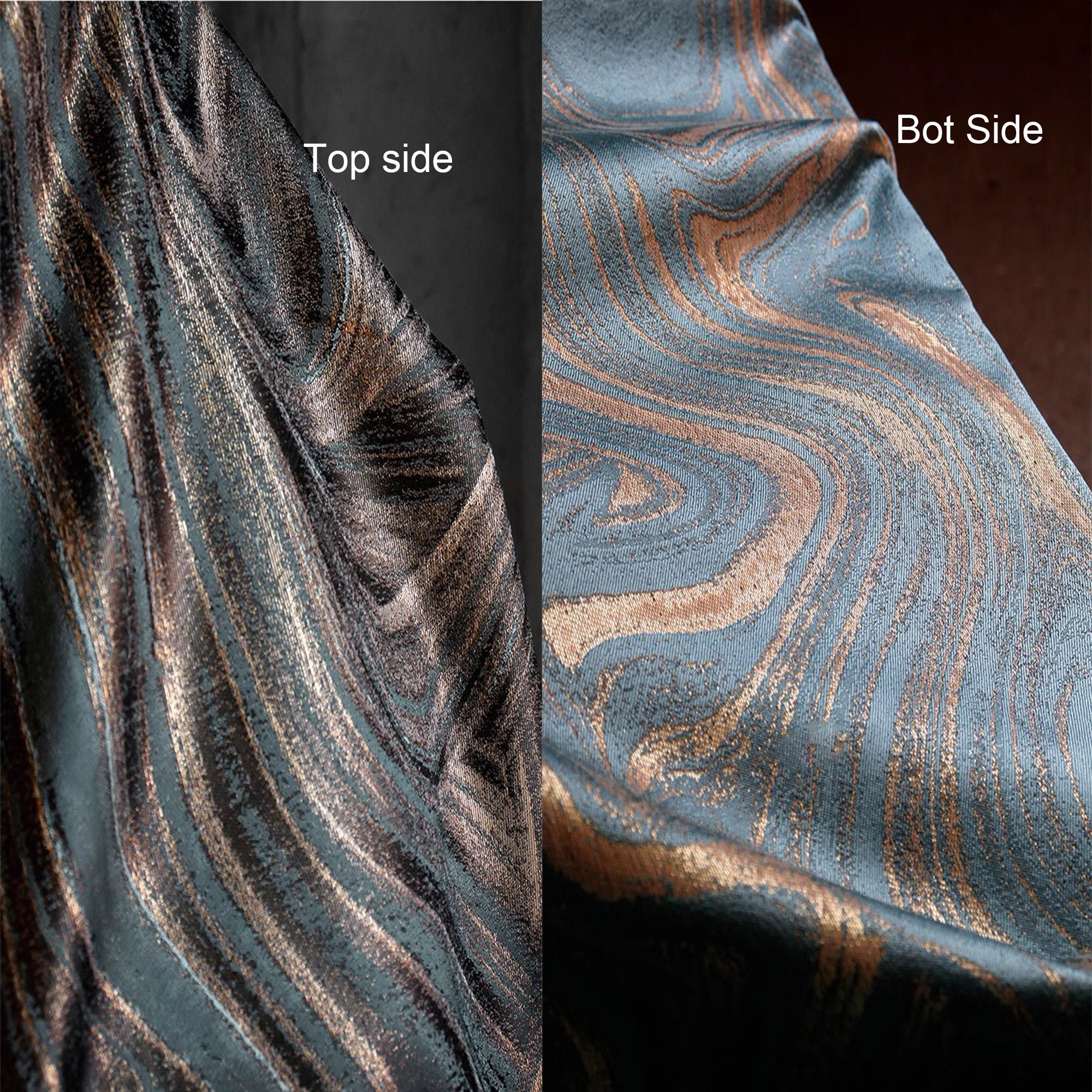 Abstract Ripples Jacquard Fabric, Shimmering Gold Double Face Brocade ...