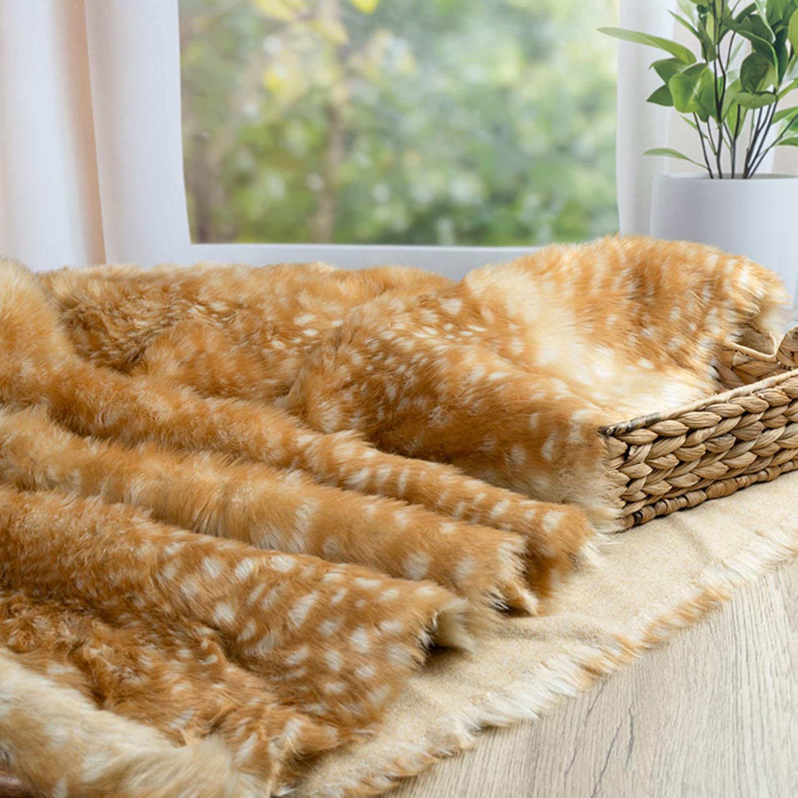Minky Deer Faux Fur Fabric, Spotted Deer Fleece Fabric, Reindeer ...