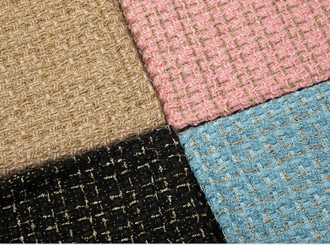 Tweed Fabric by the Yard, Shiny Woven Fabric With Gold Metalized Yarn ...