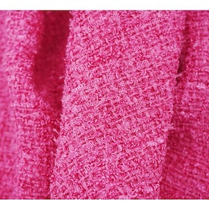 Bright Pink Tweed Fabric by the Yard, Tassel Tweed Boucle Fabric for ...
