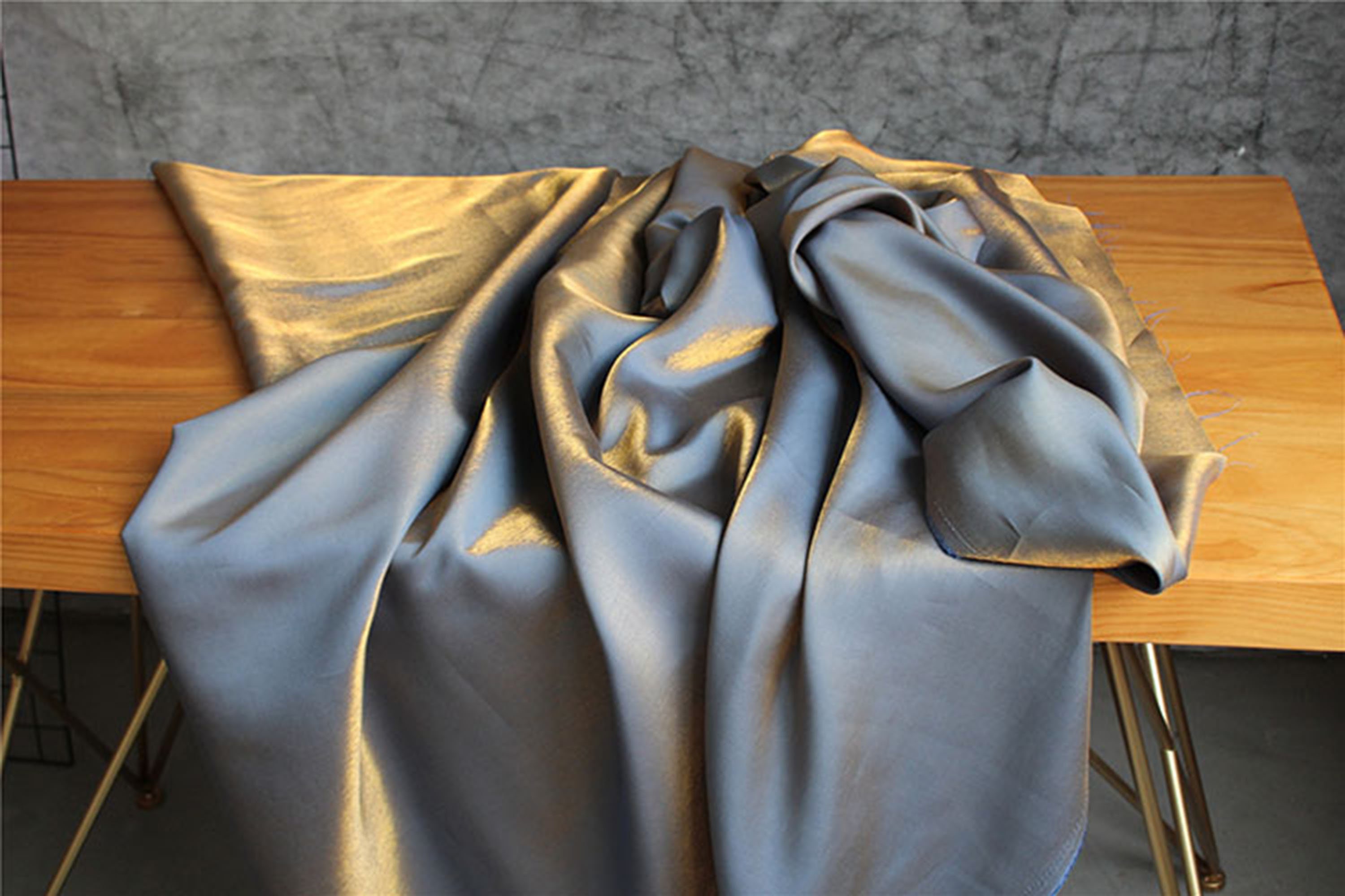 Gradient Gold&grey Reflective Fabric Satin Holographic Fabric | Etsy