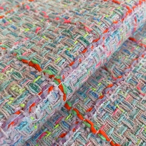Colorful Check Tweed Fabric, Spring Tweed Fabric for Suit Coat, Dress ...
