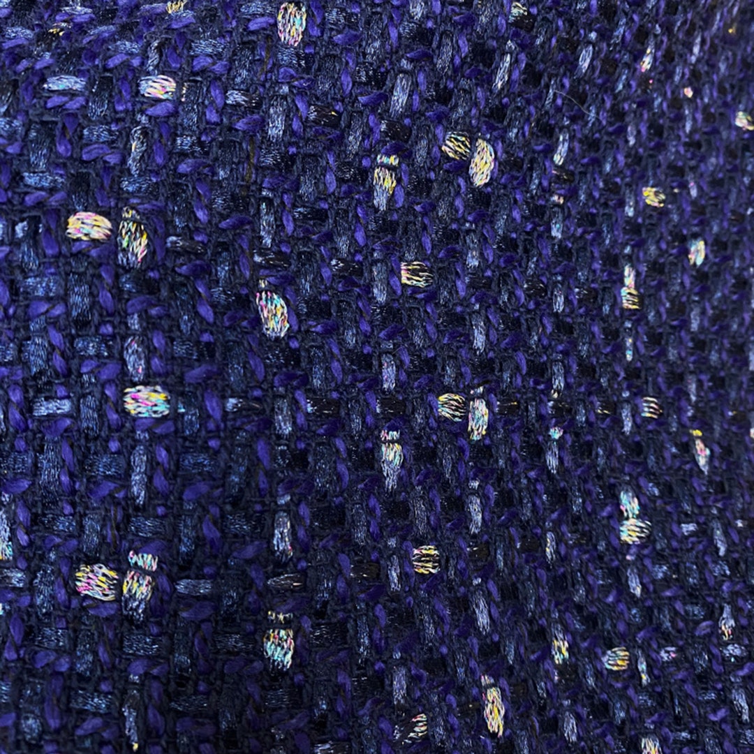 Royal Blue Tweed Fabric, Navy Blue Tweed Boucle Fabric With Sliver ...