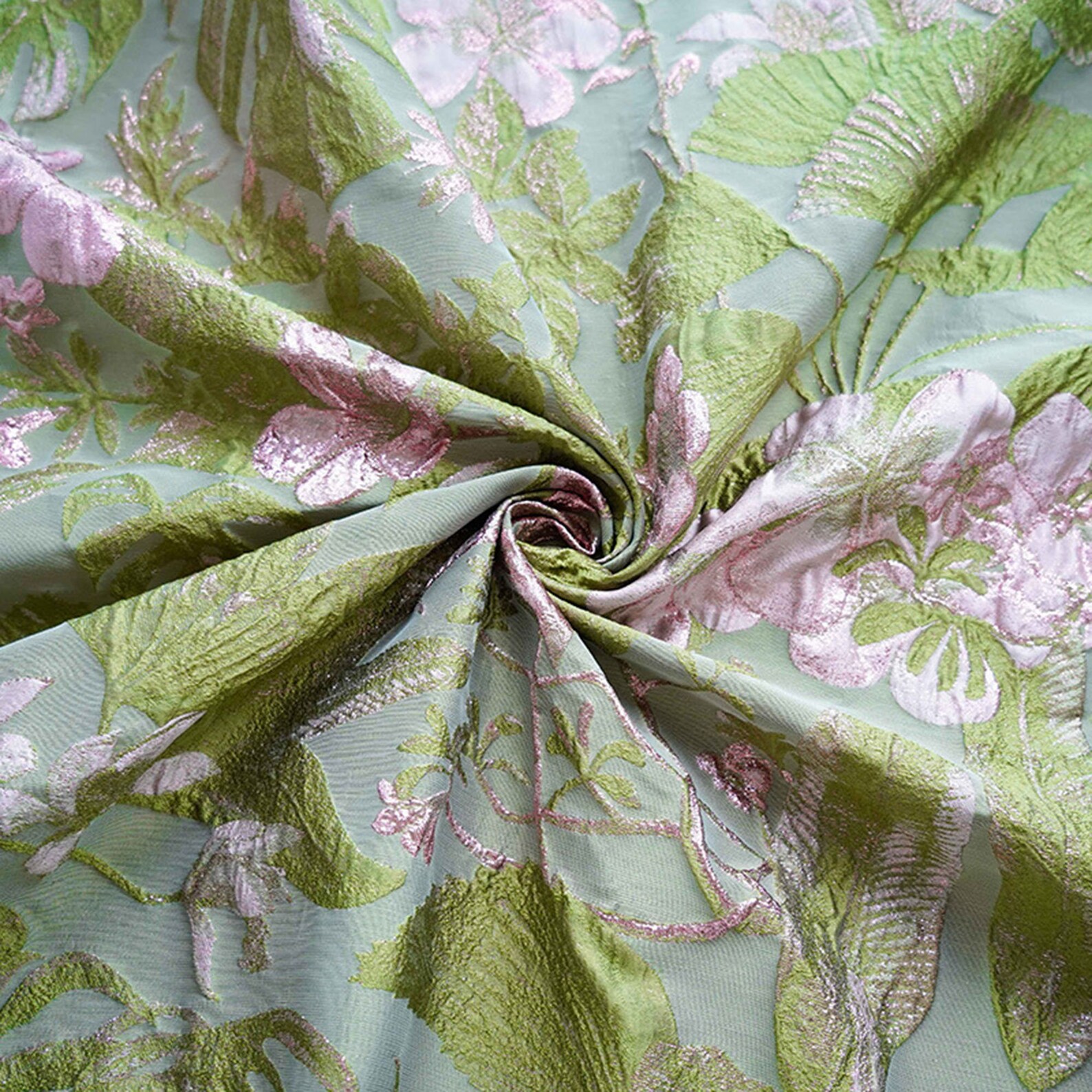 Vibrant Green Jacquard Fabric Embossed Gold Thread Brocade - Etsy