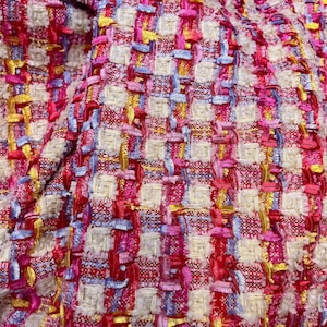 Tweed Fabric by the Yard, Colorful Tweed Boucle Check Fabric for Suit ...