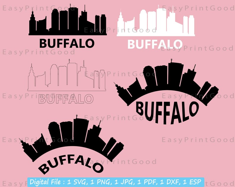 Buffalo Skyline Svg Buffalo Clipart Silhouette Buffalo - Etsy