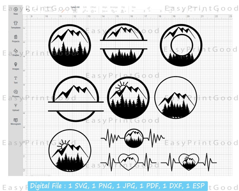 Mountain Monogram Svg Bundle Geometric Frame Svg Split Name - Etsy